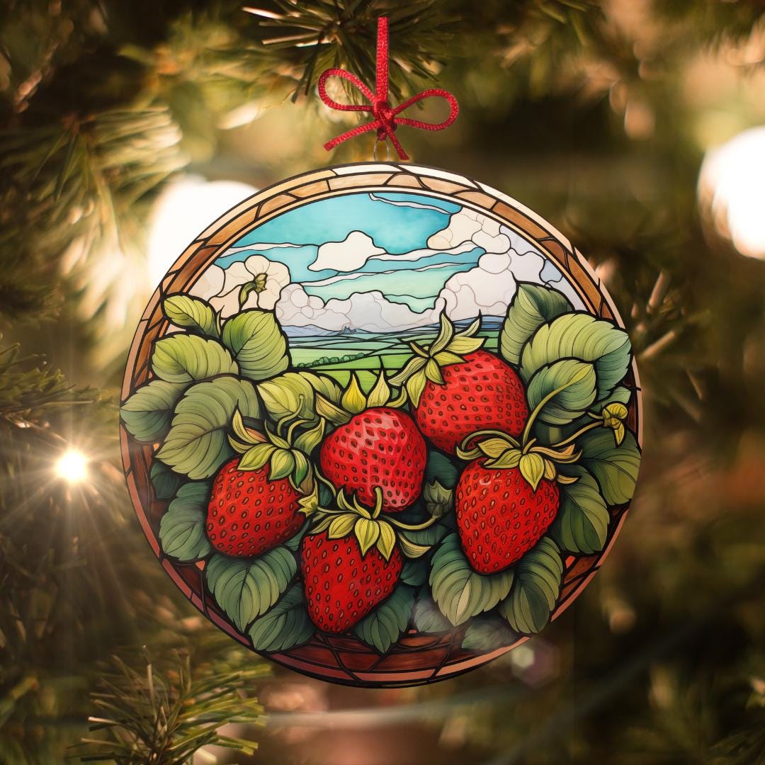 Sunny Strawberries: Stained Glass-style Christmas Ornament - Made With ...