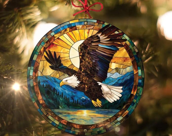 Large American Eagle Christmas Tree Ornament 6 Inch Tall Glitter - Etsy
