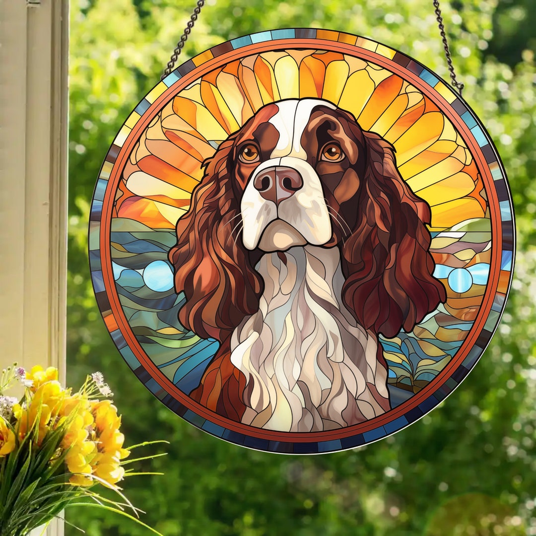 English Springer Spaniel: Stained Glass Style Window Hanging - Etsy