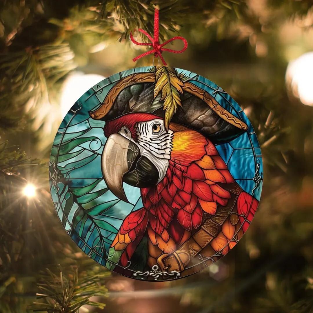 Captain Macaw: Stained Glass-style Christmas Ornament - Made With Real ...