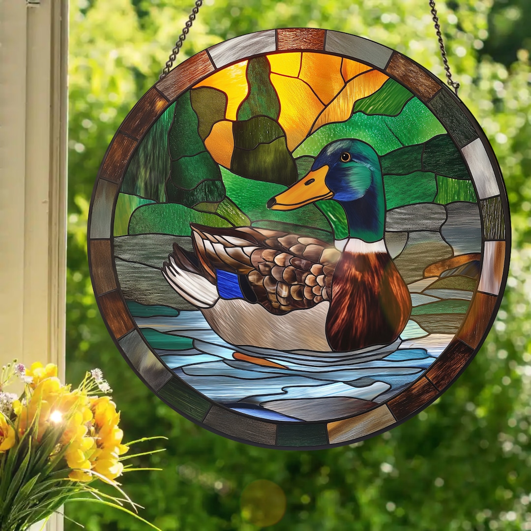 Mallard Duck: Stained Glass Style Wall or Window Hanging - Etsy