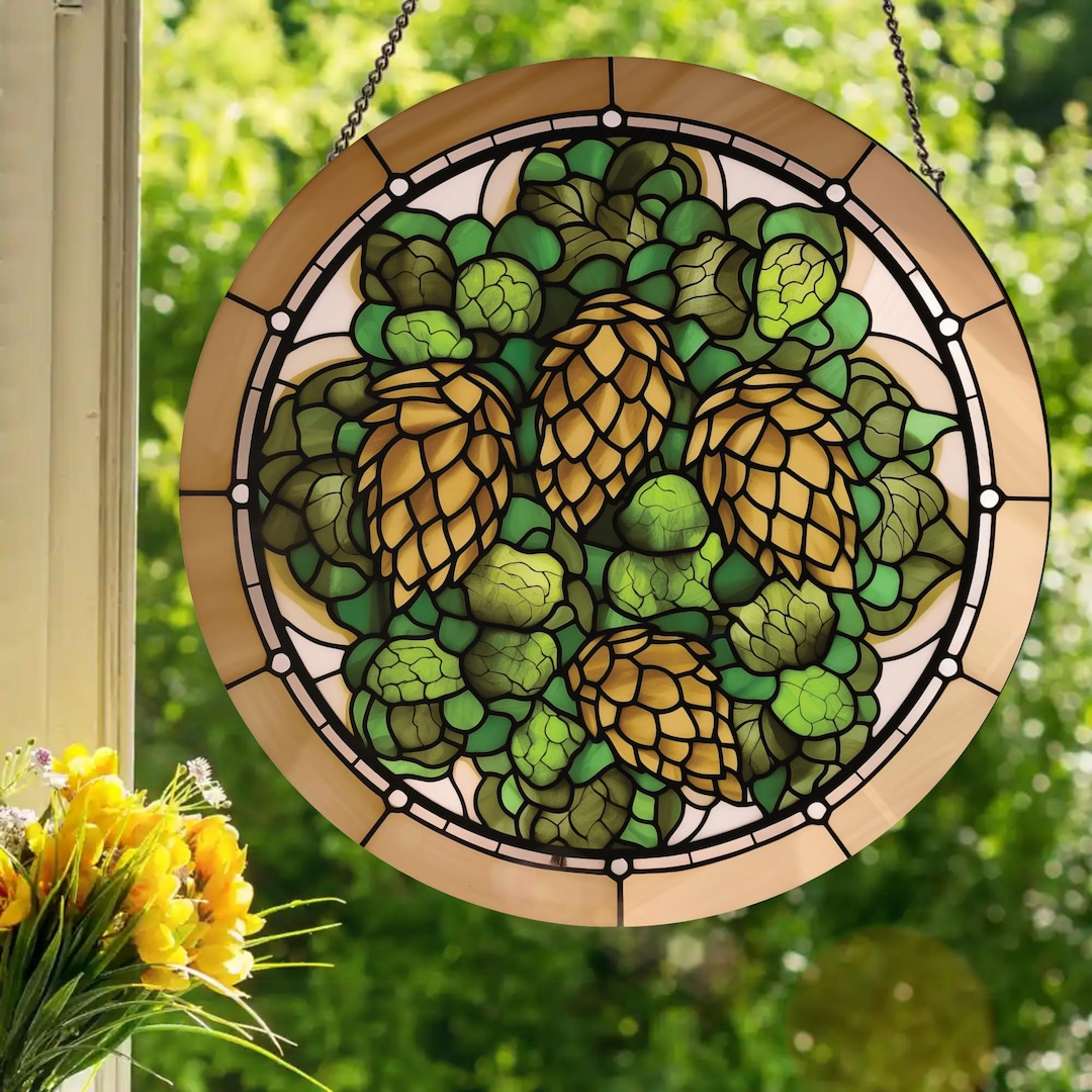 IPA Hops: Stained Glass Style Wall or Window Hanging - Etsy