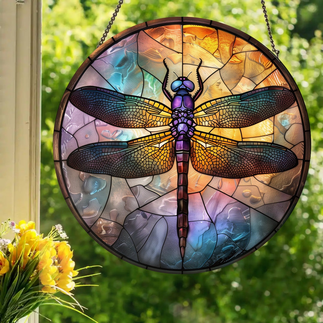 Purple Dragonfly: Stained Glass Style Window Hanging - Etsy