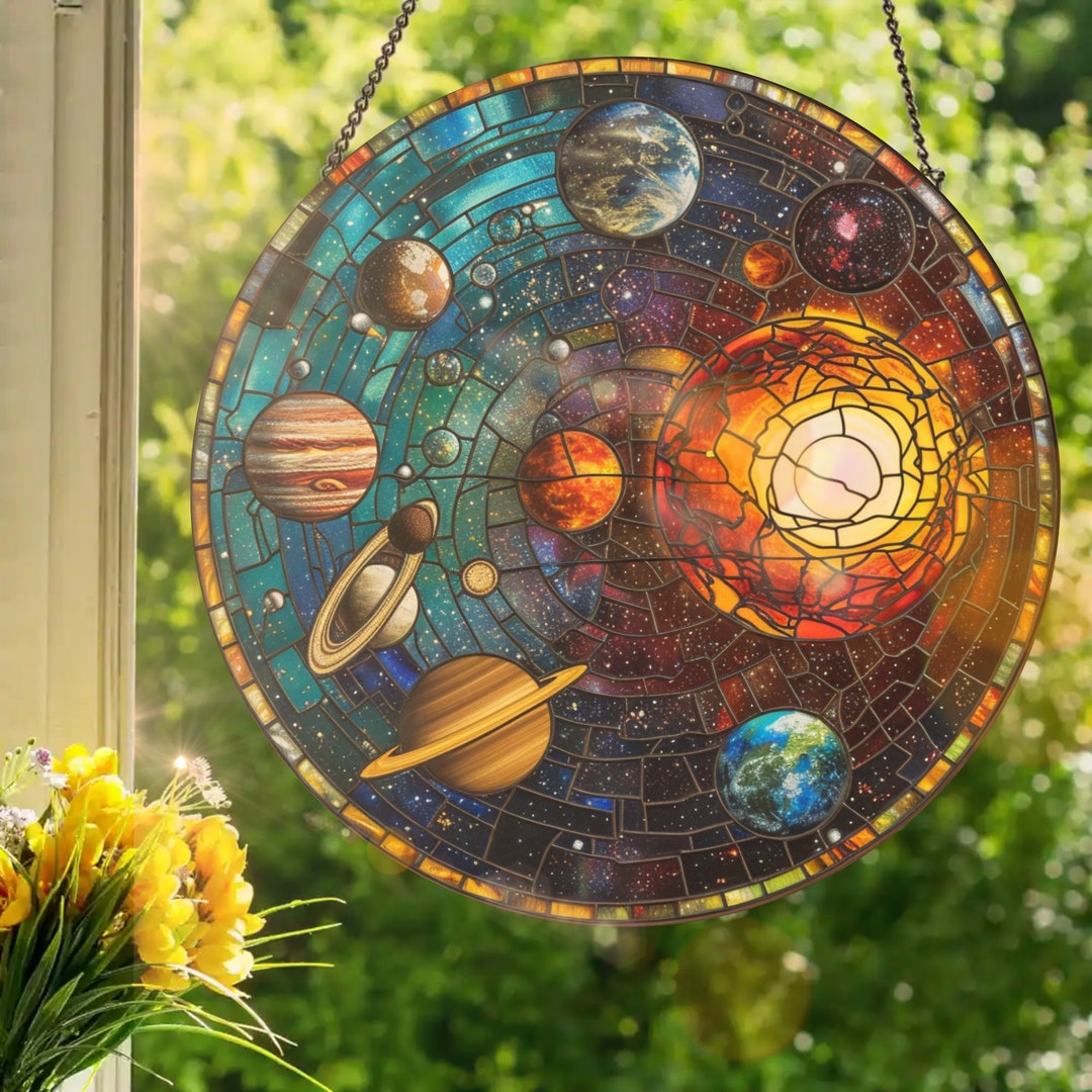 The Solar System: Stained Glass Style Wall or Window Hanging Made With ...