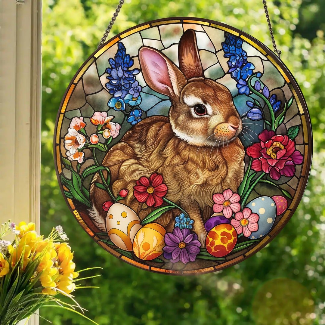Easter Bunny: Stained Glass Style Window Hanging - Etsy