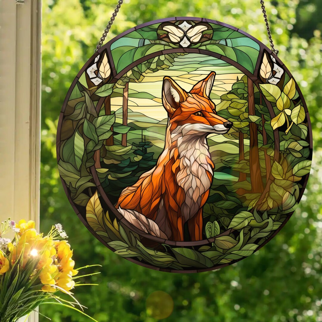 Forest Fox #1: Stained Glass Style Wall or Window Hanging - Etsy