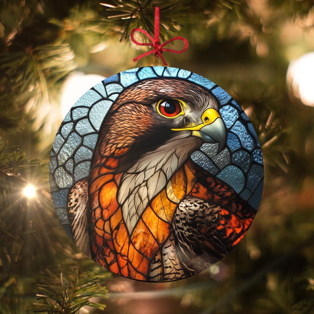 Peregrine Falcon: Stained Glass-style Christmas Ornament - Made With ...