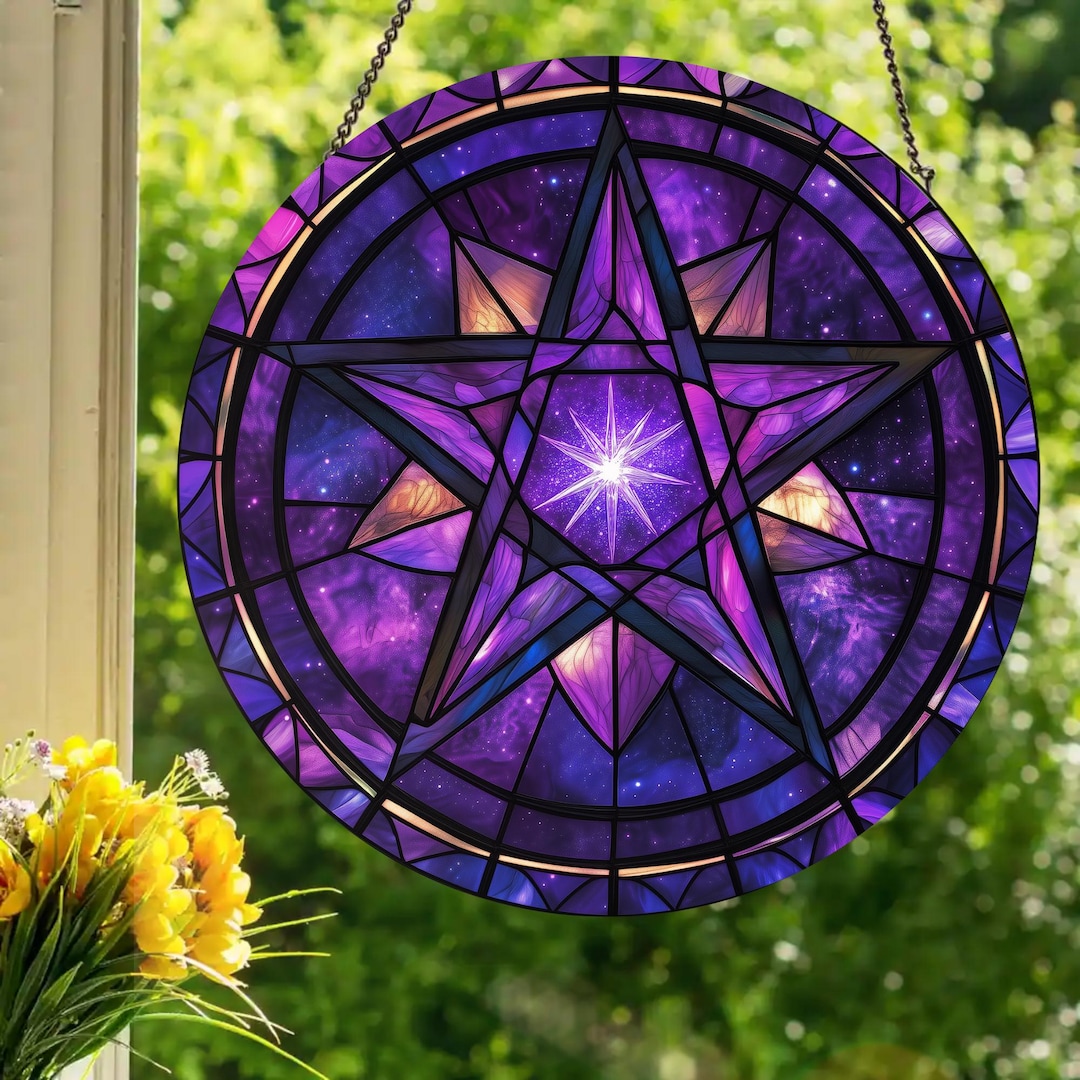 Purple Pentagram: Stained Glass Style Window Hanging - Etsy