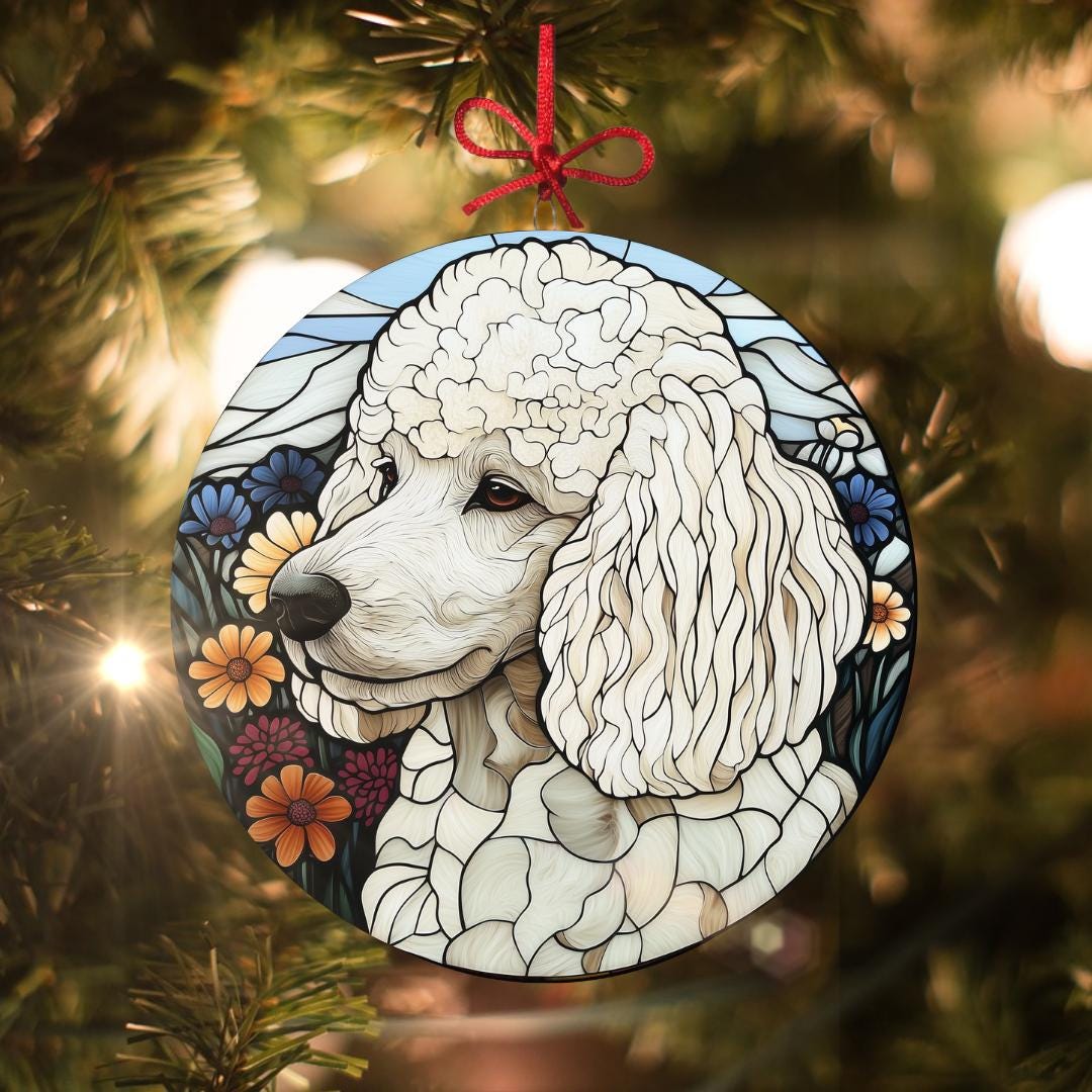 White Poodle: Stained Glass-style Christmas Ornament - Made With Real ...