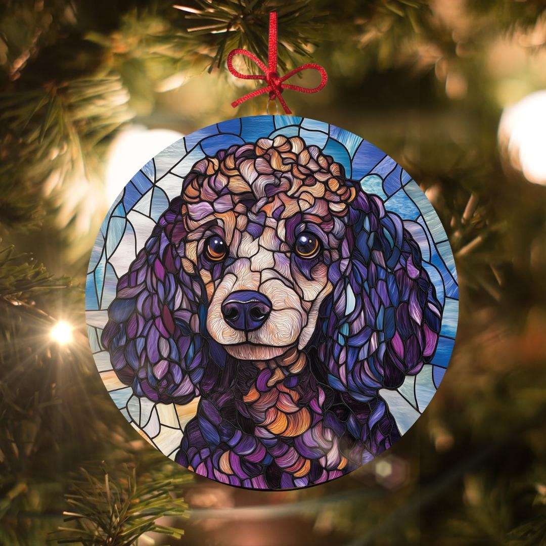 Black Poodle: Stained Glass-style Christmas Ornament - Made With Real ...