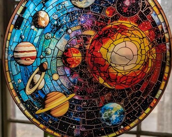 Stained Glass Gold Solar System Hands - Etsy