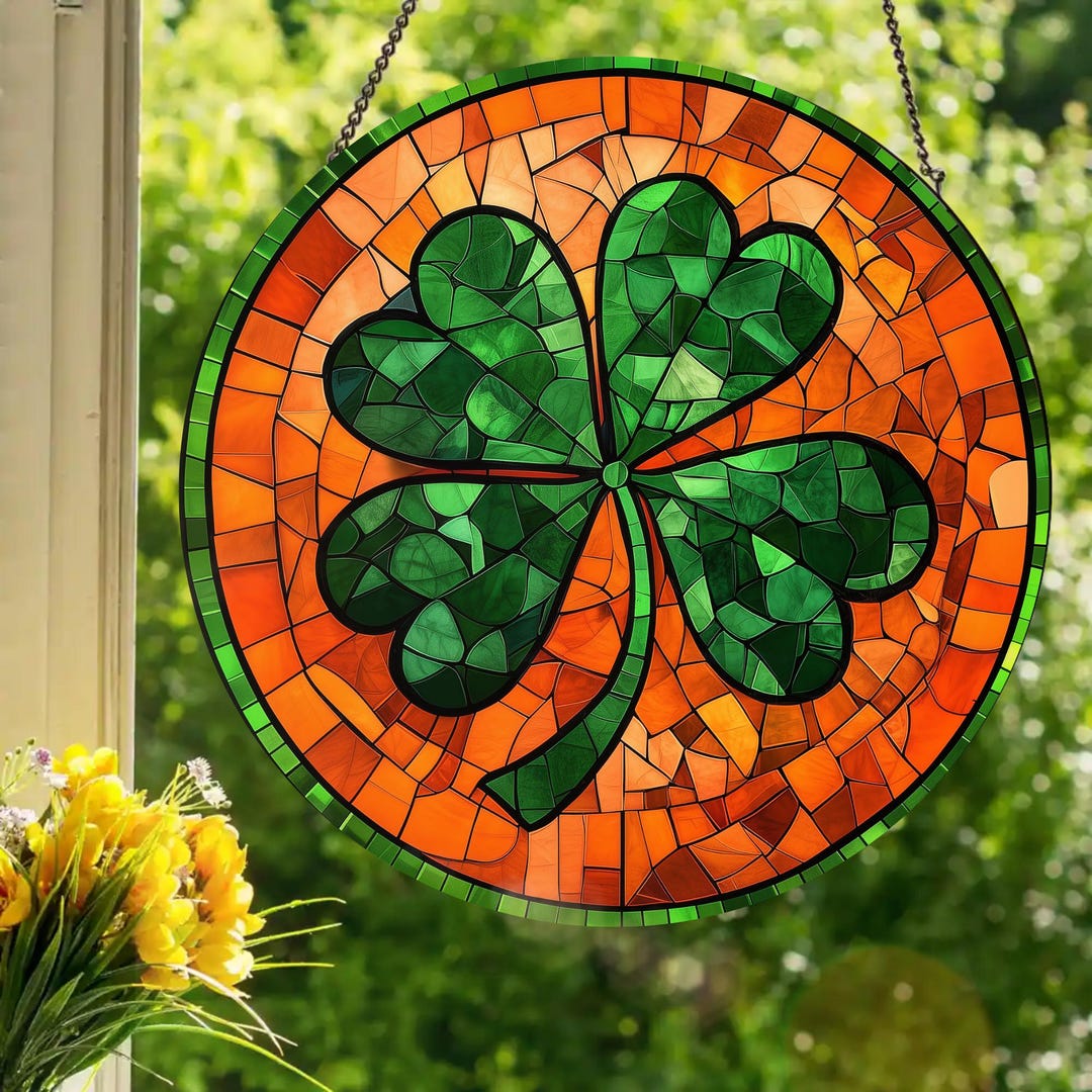 Four-leaf Clover: Stained Glass Style Window Hanging - Etsy