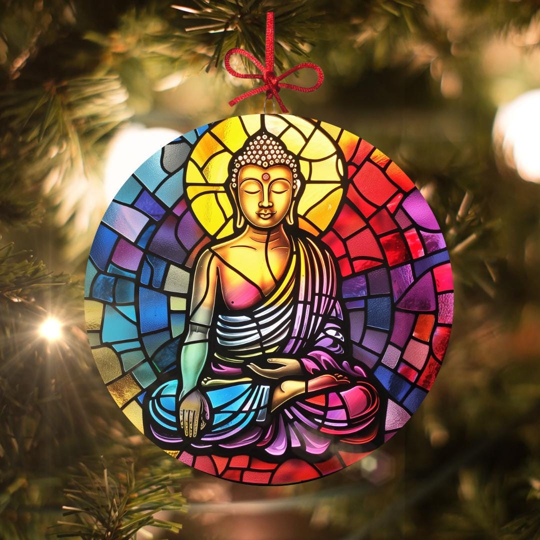 Sitting Buddha: Stained Glass-style Christmas Ornament - Made With Real ...