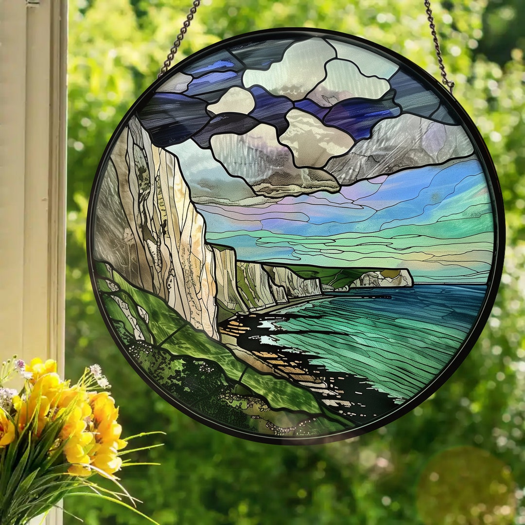 White Cliffs of Dover: Stained Glass Style Window Hanging - Etsy