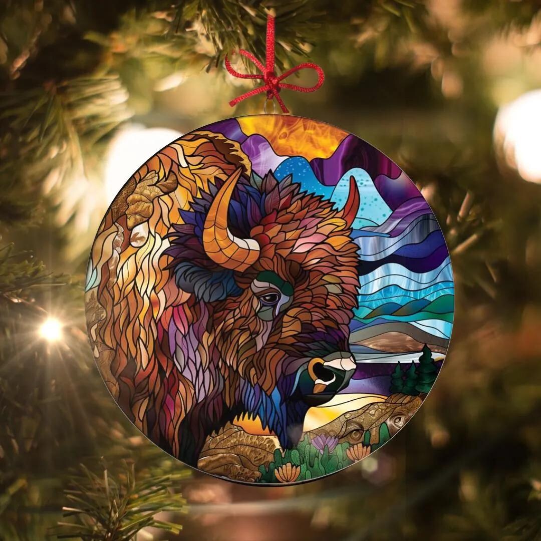 Bison: Stained Glass-style Christmas Ornament - Made With Real Glass - Etsy