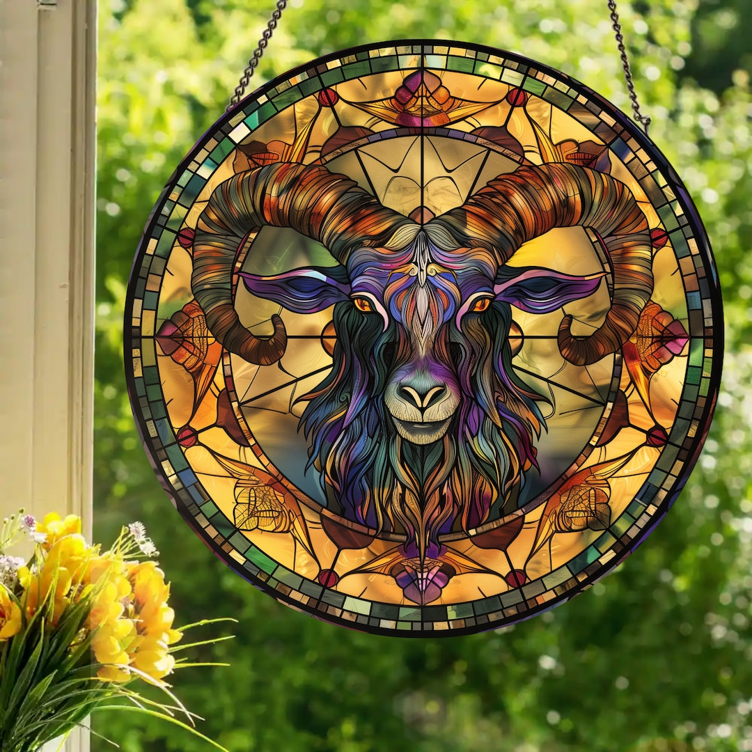 Occult Goat: Stained Glass Style Wall or Window Hanging Made With Real ...