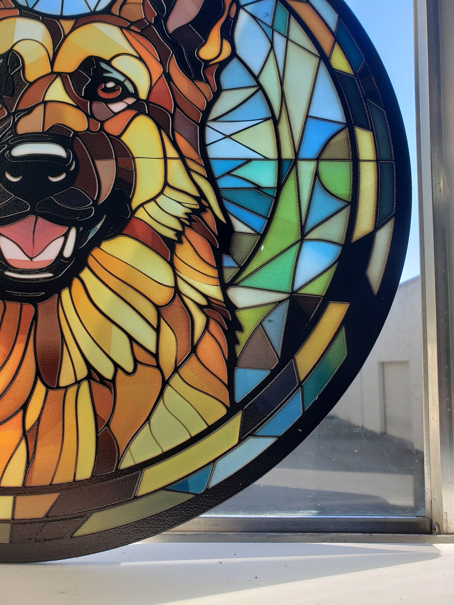 Tri-color German Shepherd: Stained Glass Style Window Hanging - Etsy