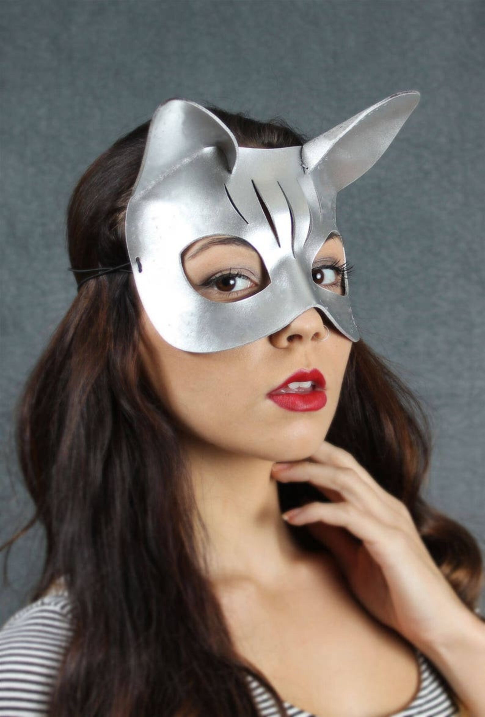 Kitty Leather Mask choose Color - Etsy