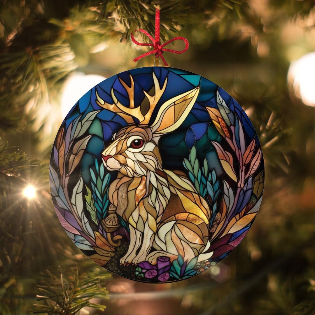 Jackalope: Stained Glass-style Christmas Ornament - Made With Real ...