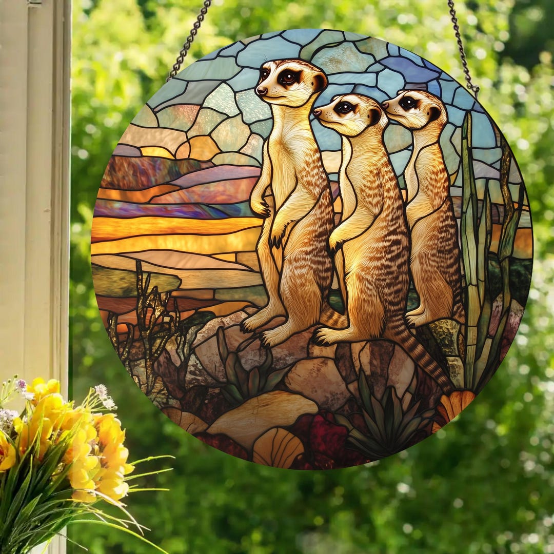 Meerkats: Stained Glass Style Wall or Window Hanging - Etsy