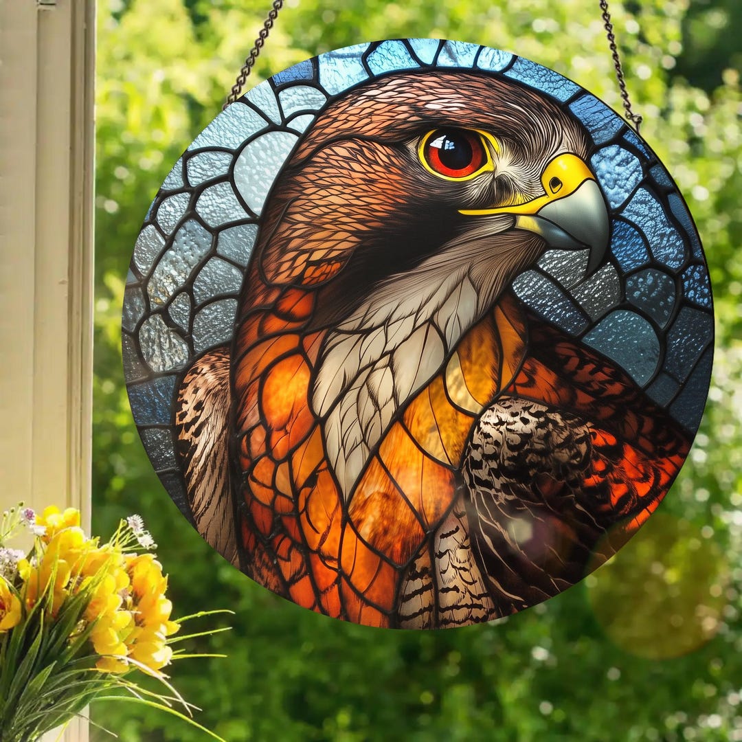 Peregrine Falcon: Stained Glass Style Window Hanging - Etsy