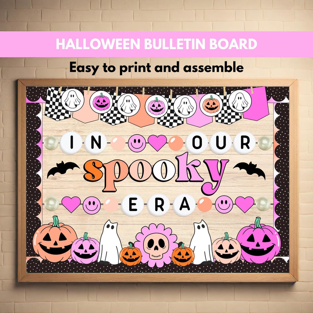 Retro Halloween Bulletin Board Kit Groovy Fall Door Decor Halloween ...