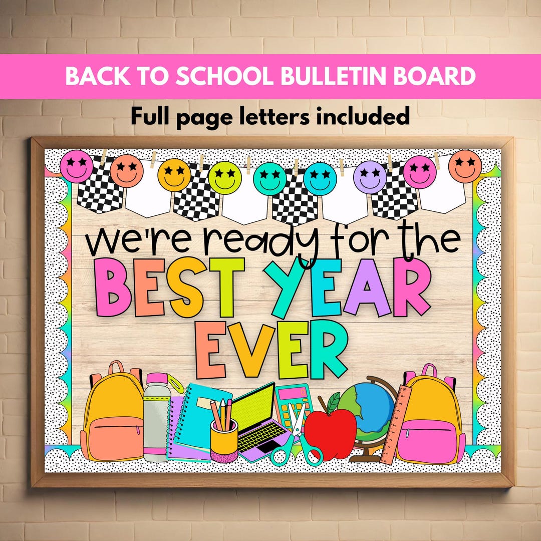 Welcome Back to School Bulletin Board Kit Retro Rainbow Classroom Decor ...