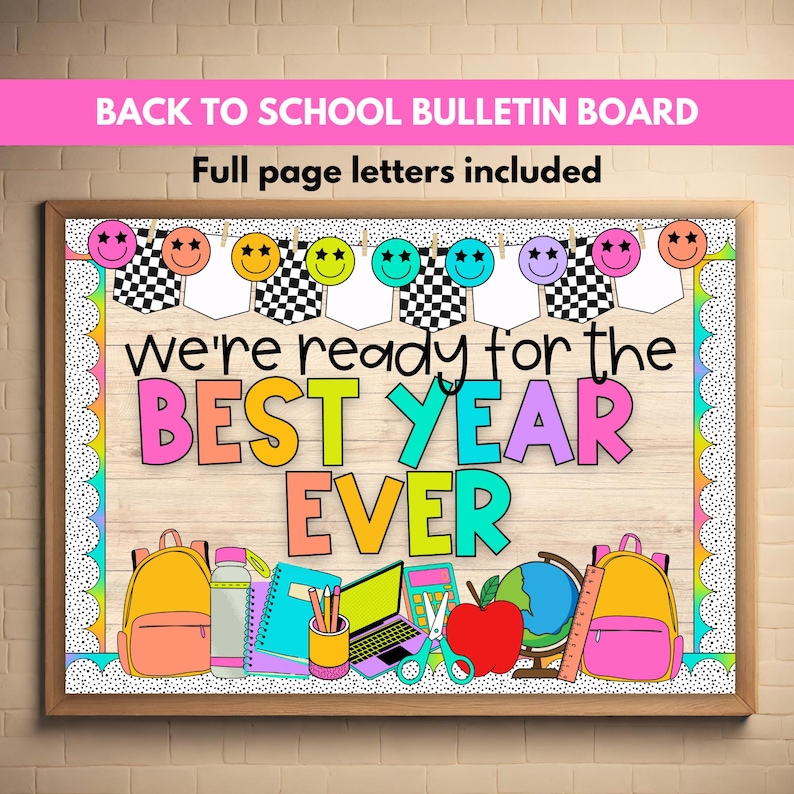 Welcome Back to School Bulletin Board Kit Retro Rainbow Classroom Decor ...