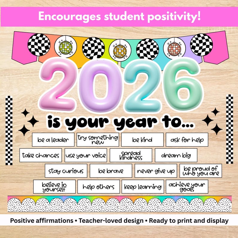 2026 New Year Affirmation Bulletin Board Kit Printable for Teachers ...