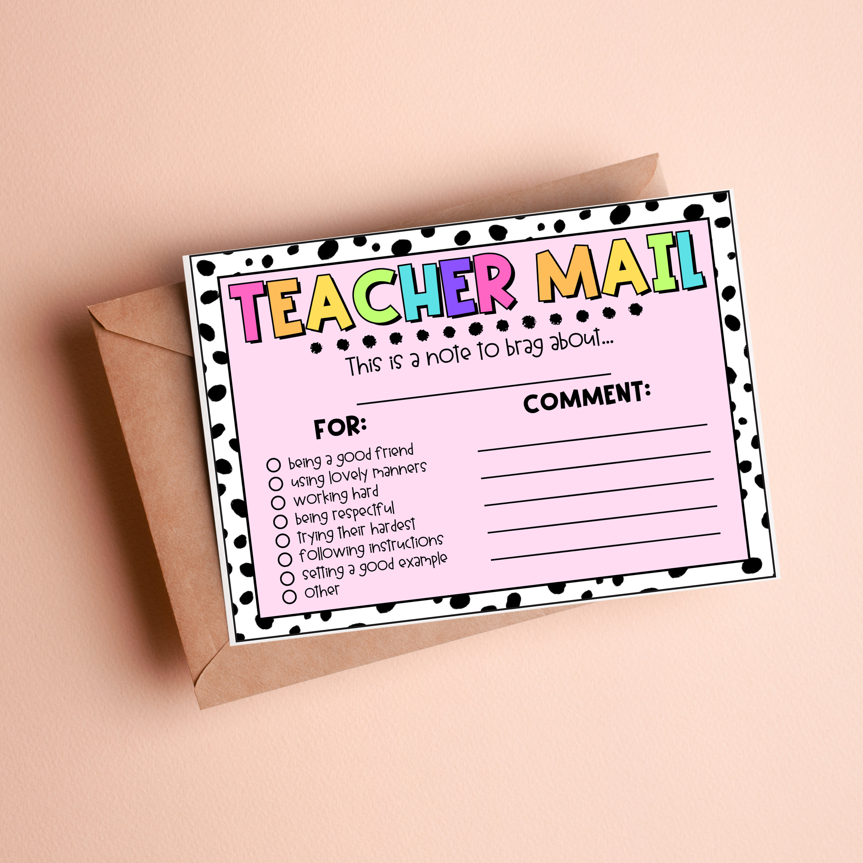 Happy Mail, Teacher Notes, Teacher Printable, Communication Notes ...