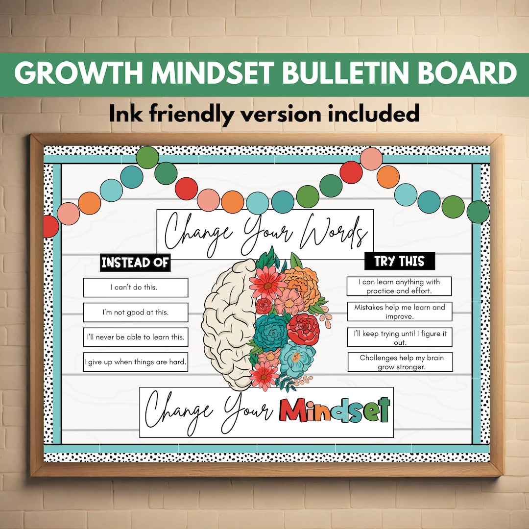 Growth Mindset Bulletin Board Classroom Bulletin Board Growth Mindset ...