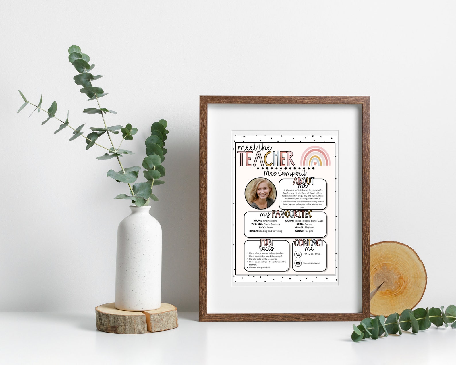 Neutral Boho Rainbow Meet the Teacher Template, Teacher Resources ...