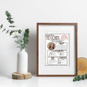 Neutral Boho Rainbow Meet the Teacher Template, Teacher Resources ...