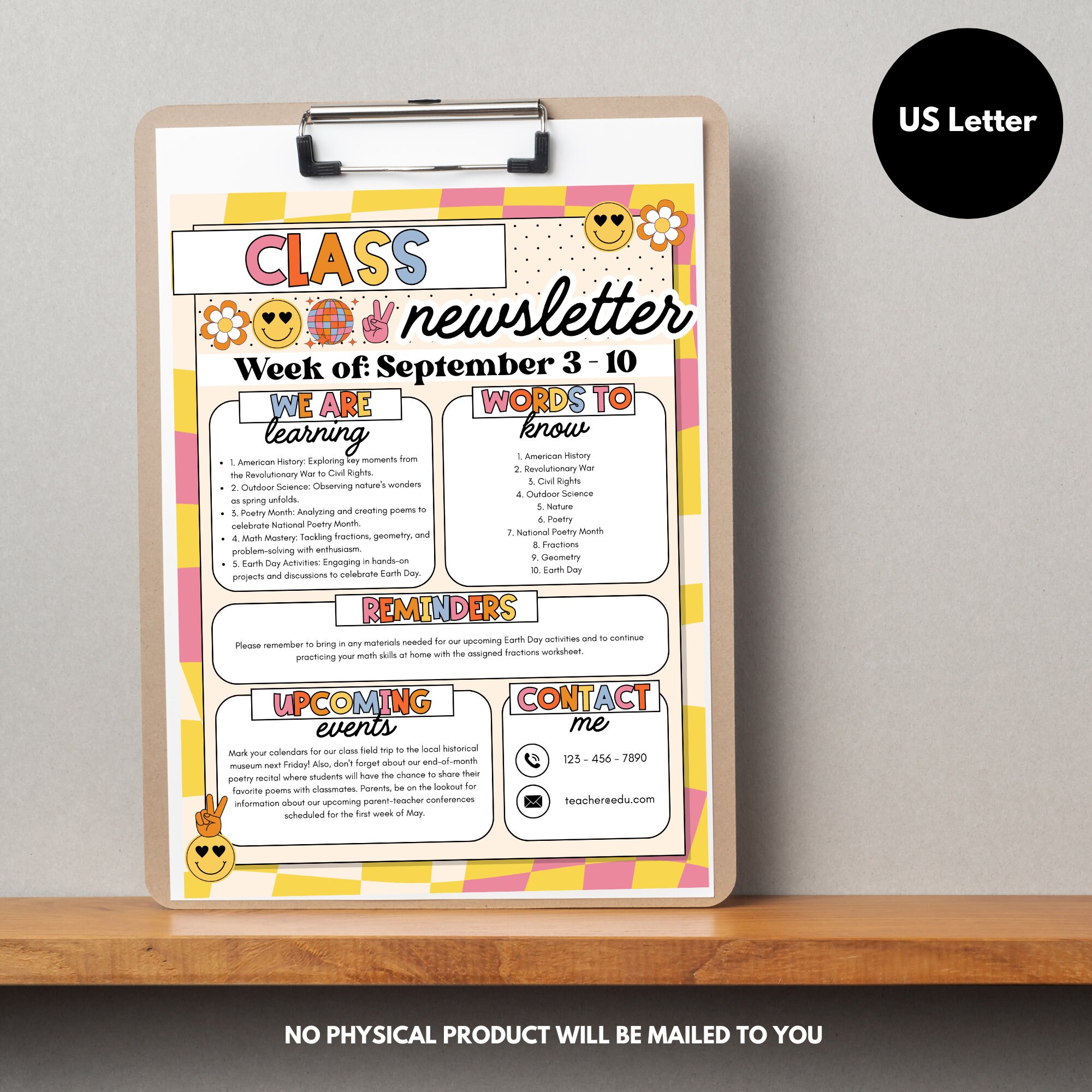 Editable Classroom Newsletter Template, Retro Classroom Decor, Back to ...