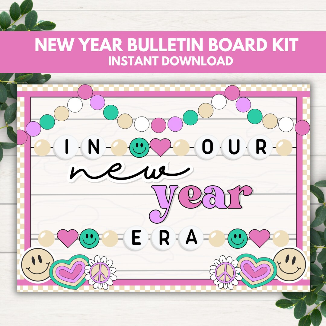 New Year Bulletin Board Printable, January Bulletin Board, New School ...