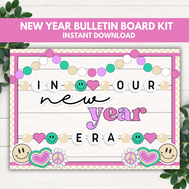 New Year Bulletin Board Printable, January Bulletin Board, New School ...