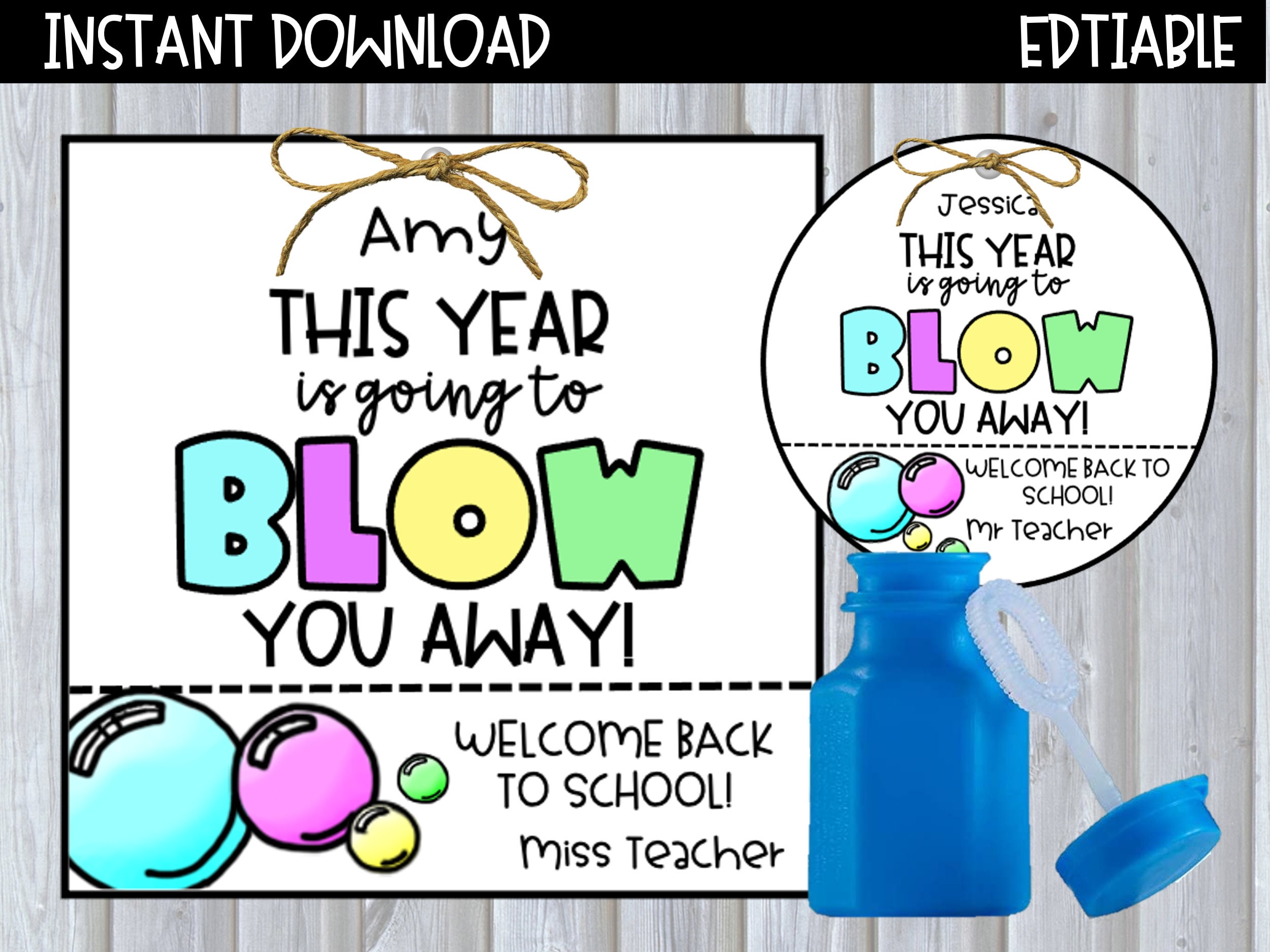 EDITABLE This Year is Going to Blow You Away Gift Tags Bubbles Gift Tag ...