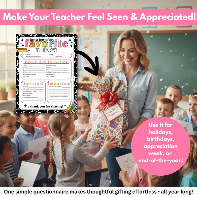 Editable Teacher Favorites Questionnaire Printable PDF and Canva ...