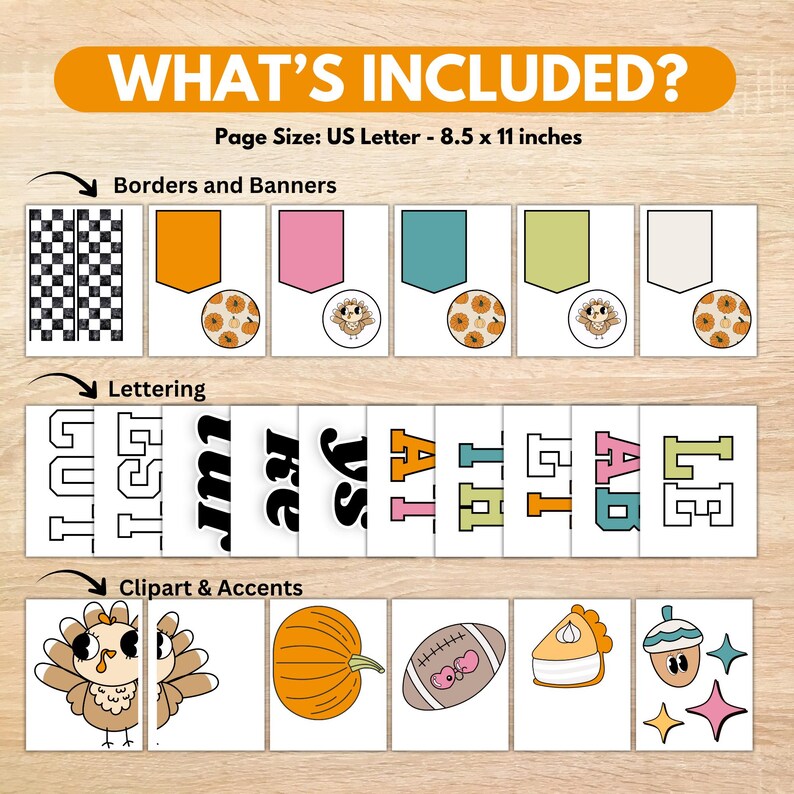Thanksgiving Door Decor Kit for Teachers Printable Bulletin Board Set ...