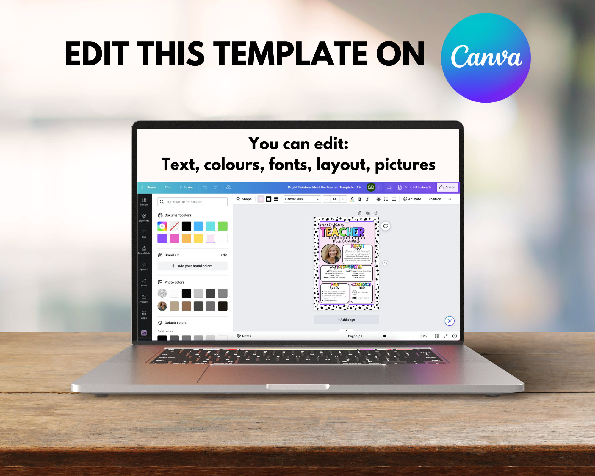 Retro Pastel Meet the Teacher Template, Teacher Resources, Teacher ...