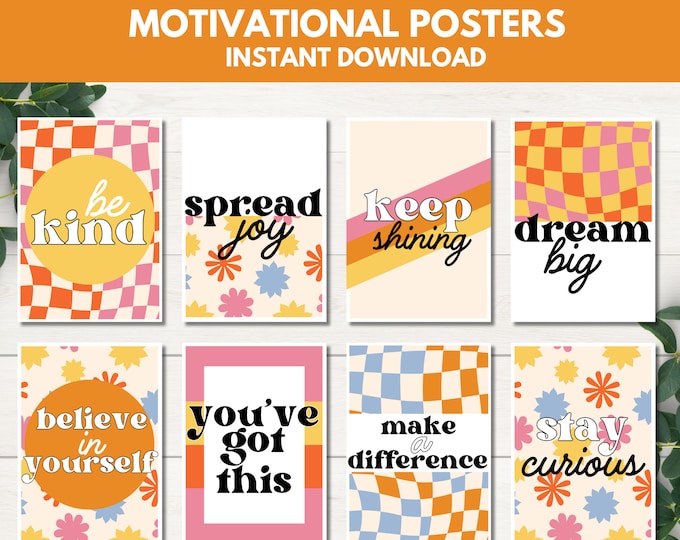 Retro Growth Mindset Classroom Posters, Classroom Decorations, Bulletin ...