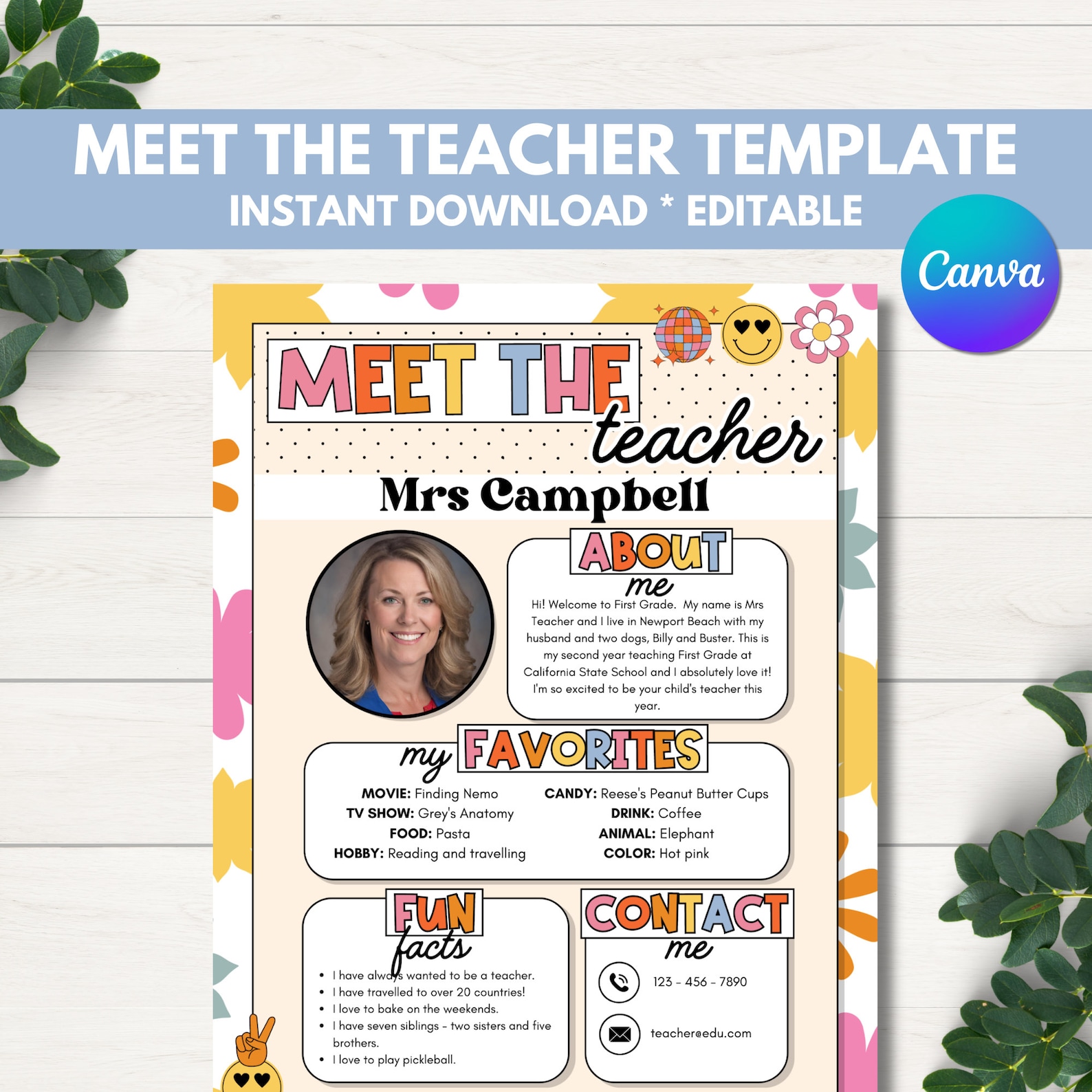 Meet the Teacher Template, All About Me Poster, All About My Teacher ...
