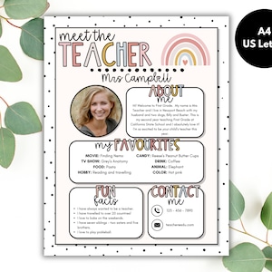 Neutral Boho Rainbow Meet the Teacher Template, Teacher Resources ...