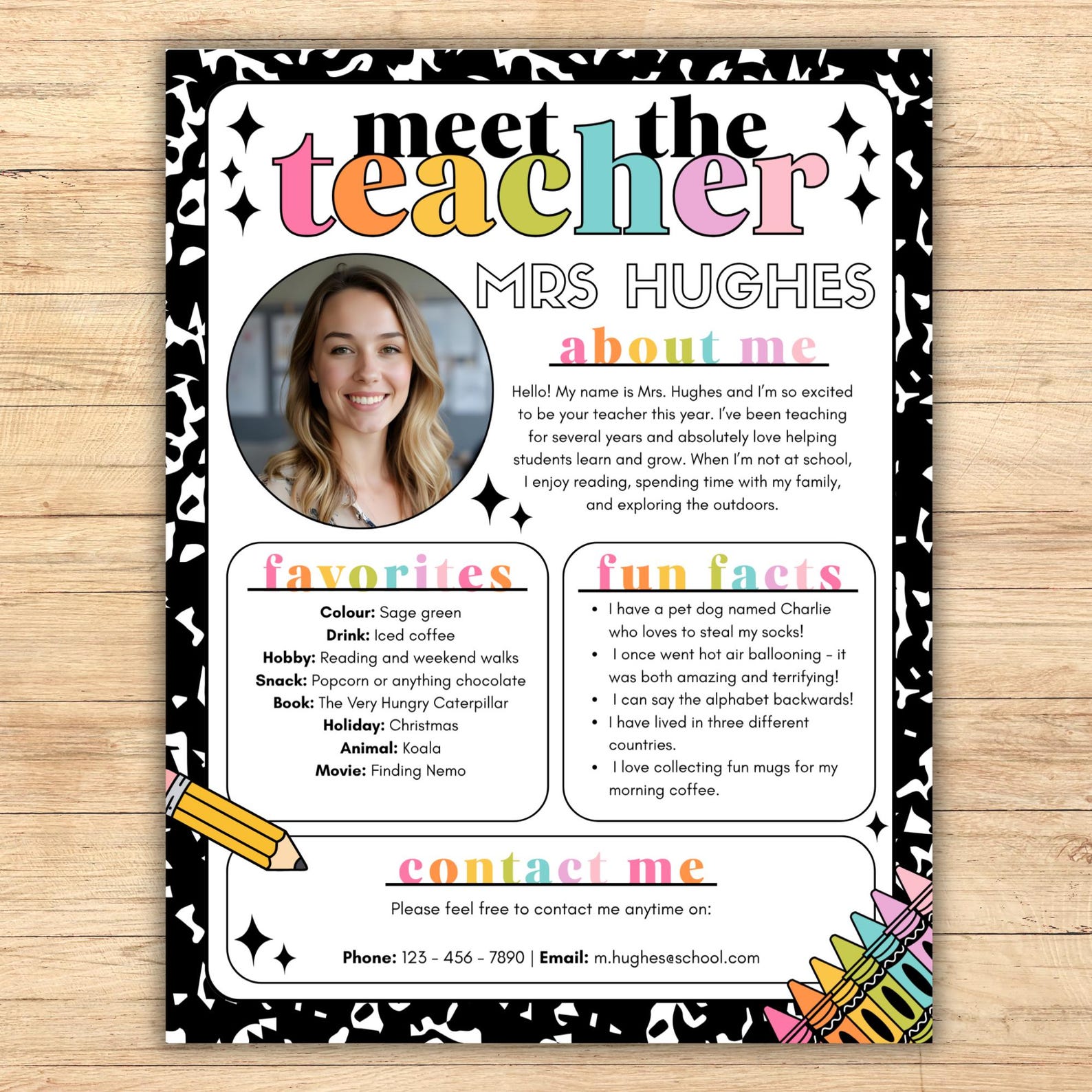 Editable Meet the Teacher Template Printable Rainbow Design Elementary ...