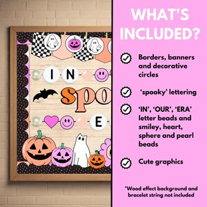 Retro Halloween Bulletin Board Kit Groovy Fall Door Decor Halloween ...