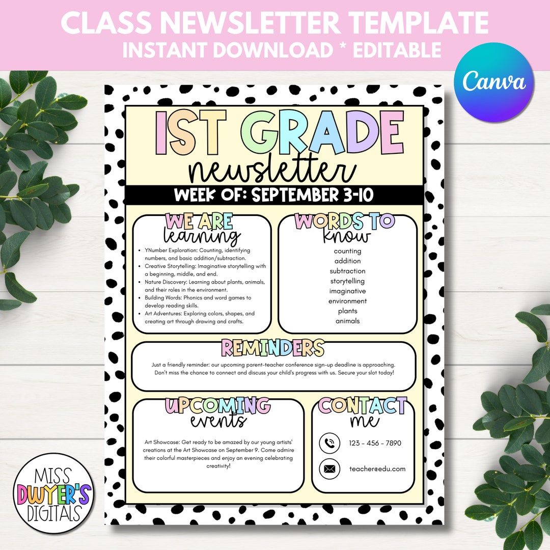 Classroom Newsletter Template, Back to School Flyer, Teacher ...