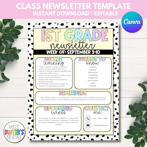 Classroom Newsletter Template, Back to School Flyer, Teacher ...