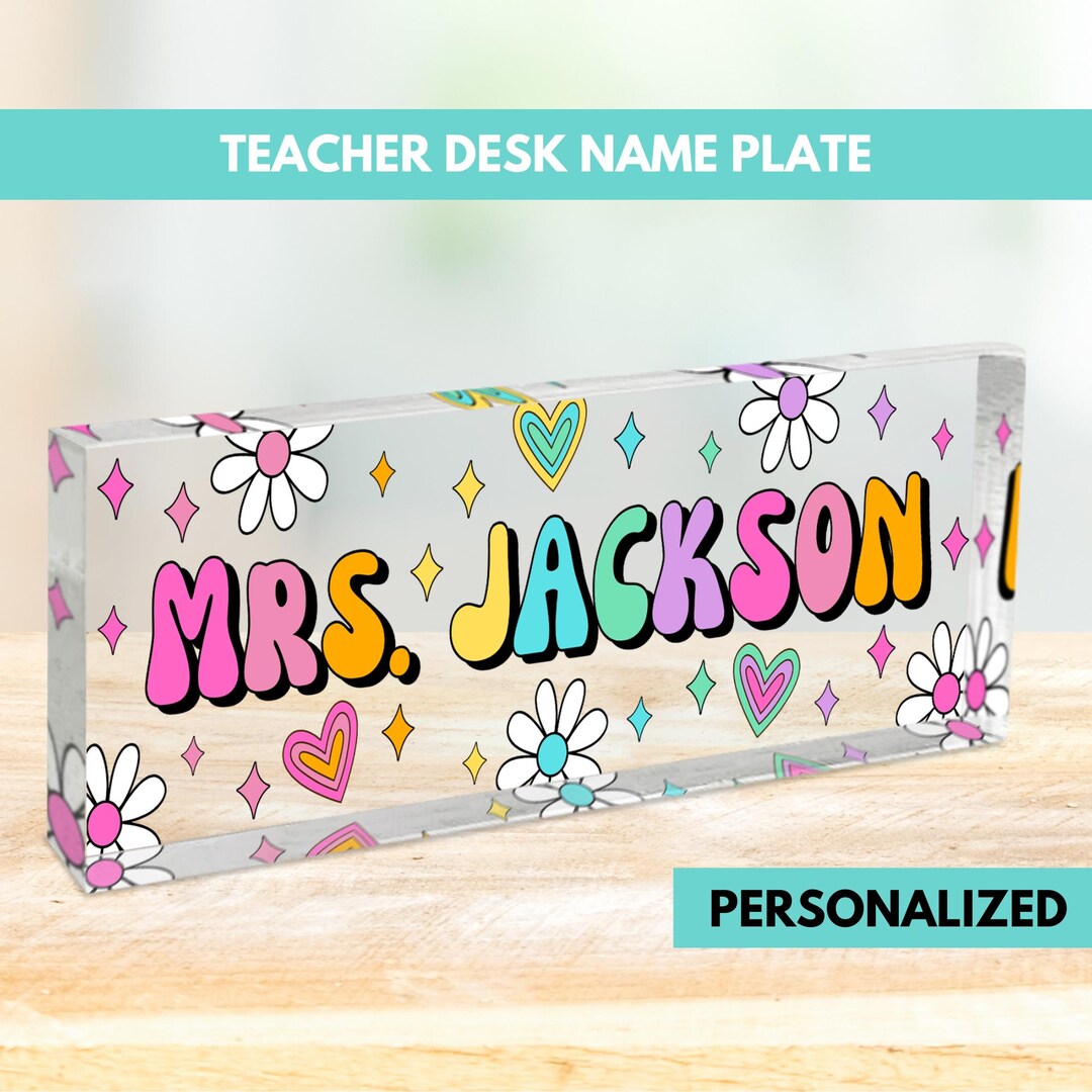 Personalized Teacher Desk Name Plate Teacher Gift Custom Desk Name Sign ...
