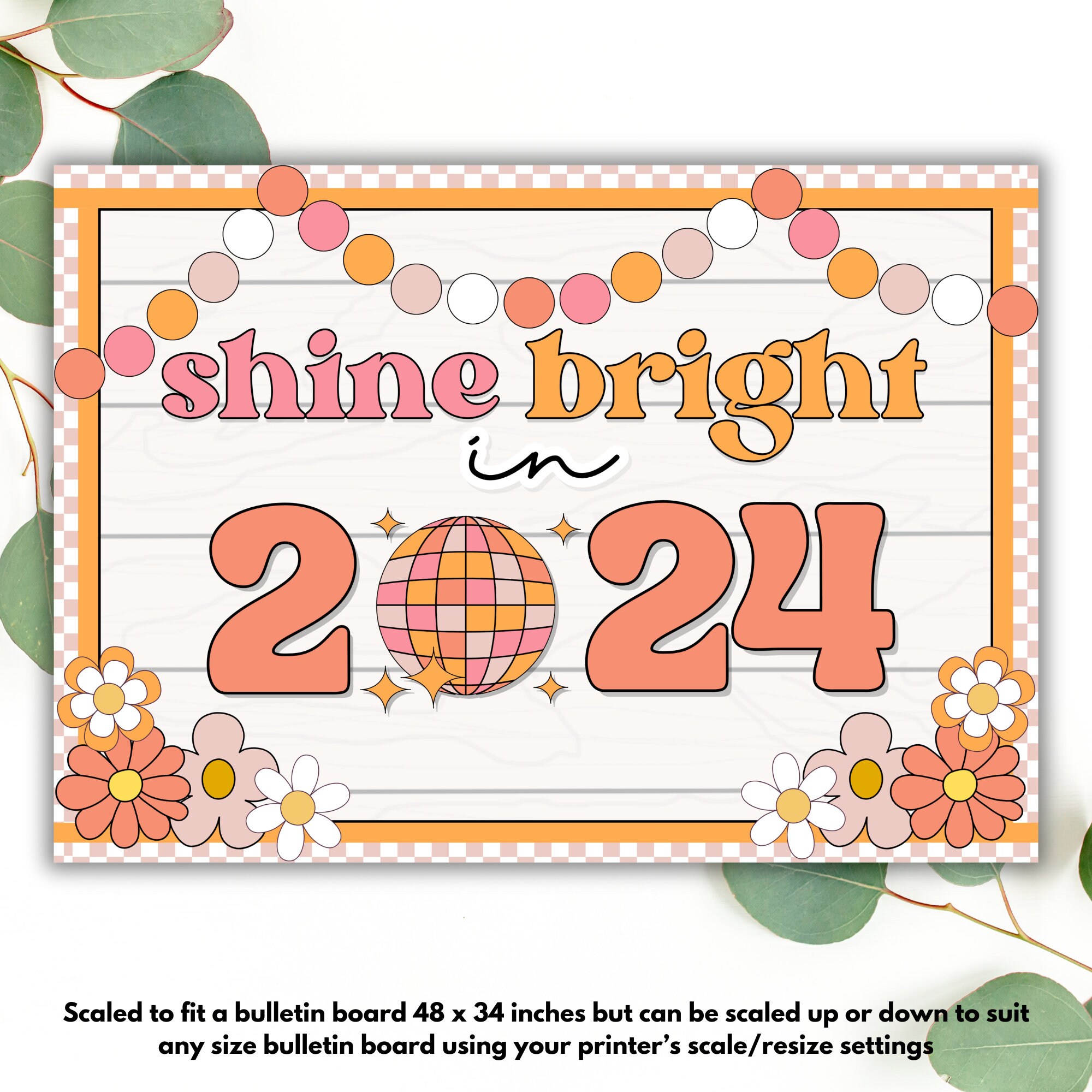 New Year Bulletin Board Printable, Bulletin Board Kit, Retro Classroom ...