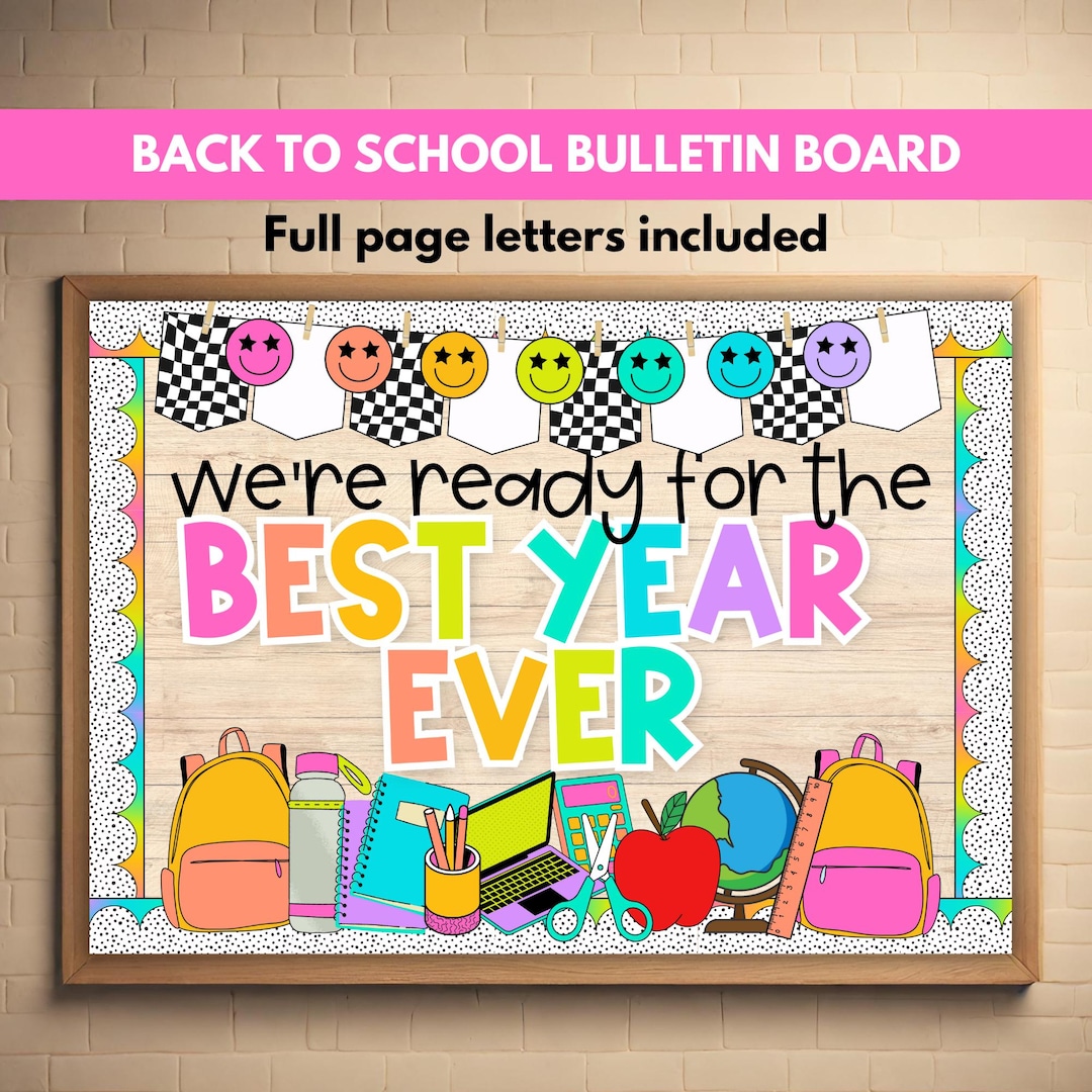 Welcome Back to School Bulletin Board Kit Retro Rainbow Classroom Decor ...